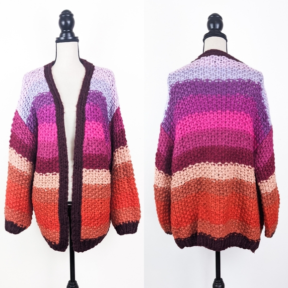 SAACHI | Sweaters | Last Nwt Saachi Rainbow Hand Knitted Cardigan Red ...